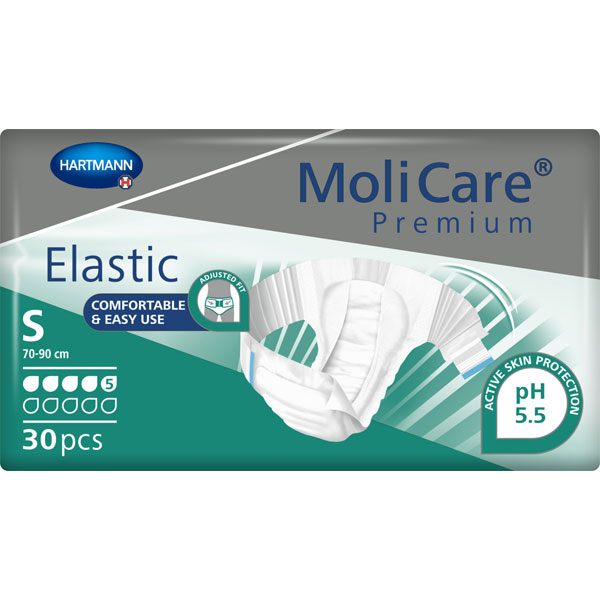Scutece adulti MoliCare Premium Elastic 5 picaturi, mar. S, 30 buc. – Medizone
