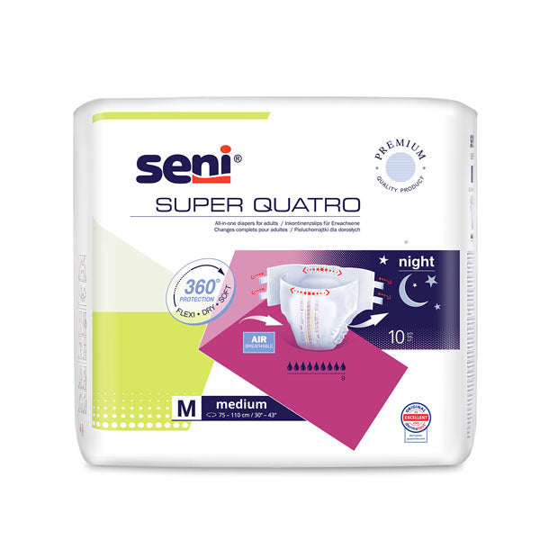 Scutece adulti Super SENI Quatro Medium, 9 picaturi – Medizone