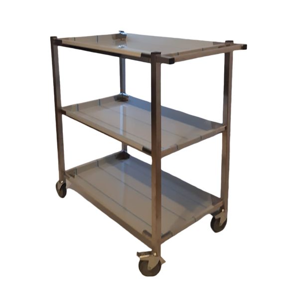 Carucior transport alimente, din inox, cu 3 blaturi – Medizone