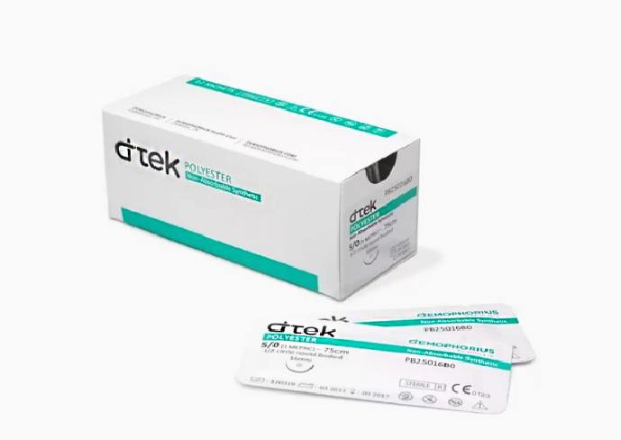 Fire sutura neresorbabile Poliester Demotek, cu ac – Medizone